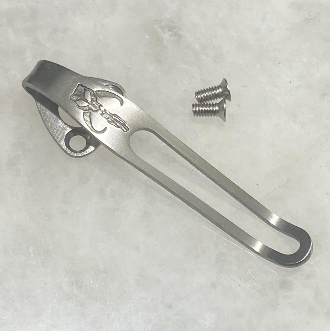 Satin Titanium Deep Carry Pocket Clip for Spyderco Polestar & Alcyone ...