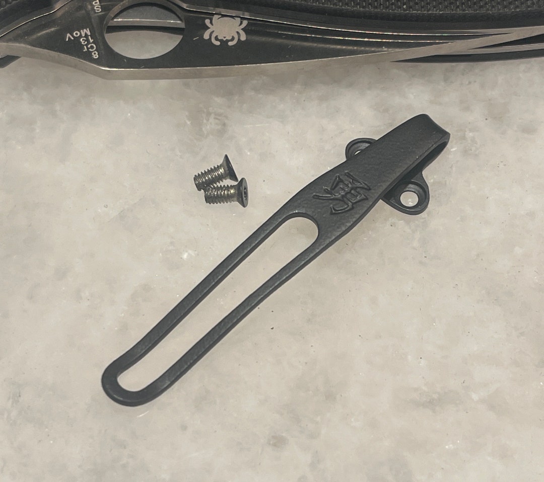 Black Titanium Deep Carry Pocket Clip for Spyderco Astute Knife C252G ...