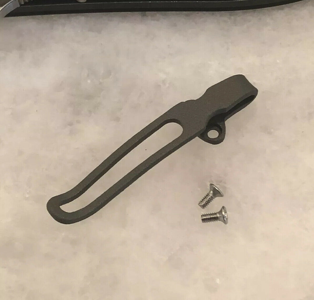 Charcoal Gray Titanium Deep Carry Pocket Clip for Spyderco Smock Knife ...