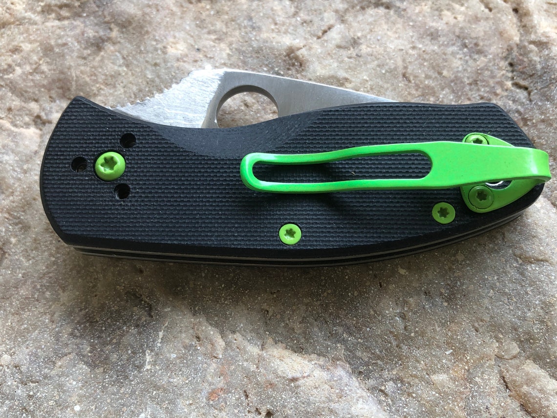 Zombie Green Titanium Deep Carry Pocket Clip for Spyderco - Etsy