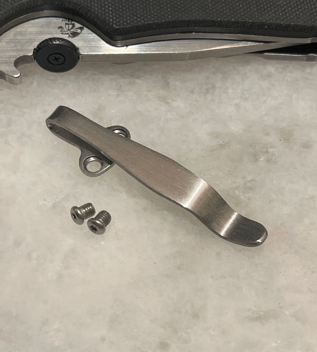 Satin Titanium Deep Carry Pocket Clip for Kershaw Emerson CQC-6K CQC-7K ...