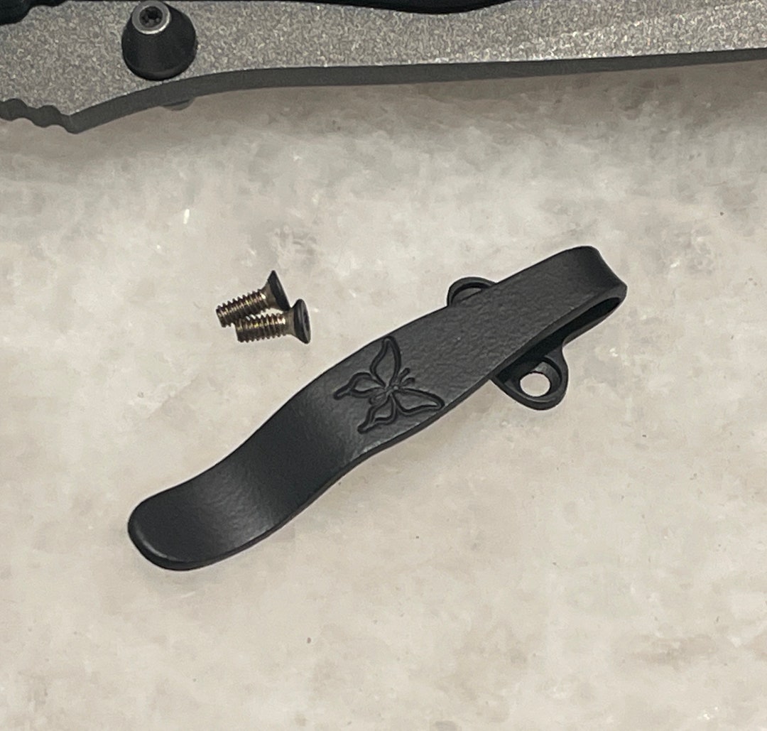 Flat Black Titanium Deep Carry Pocket Clip for Benchmade Mini Adamas ...