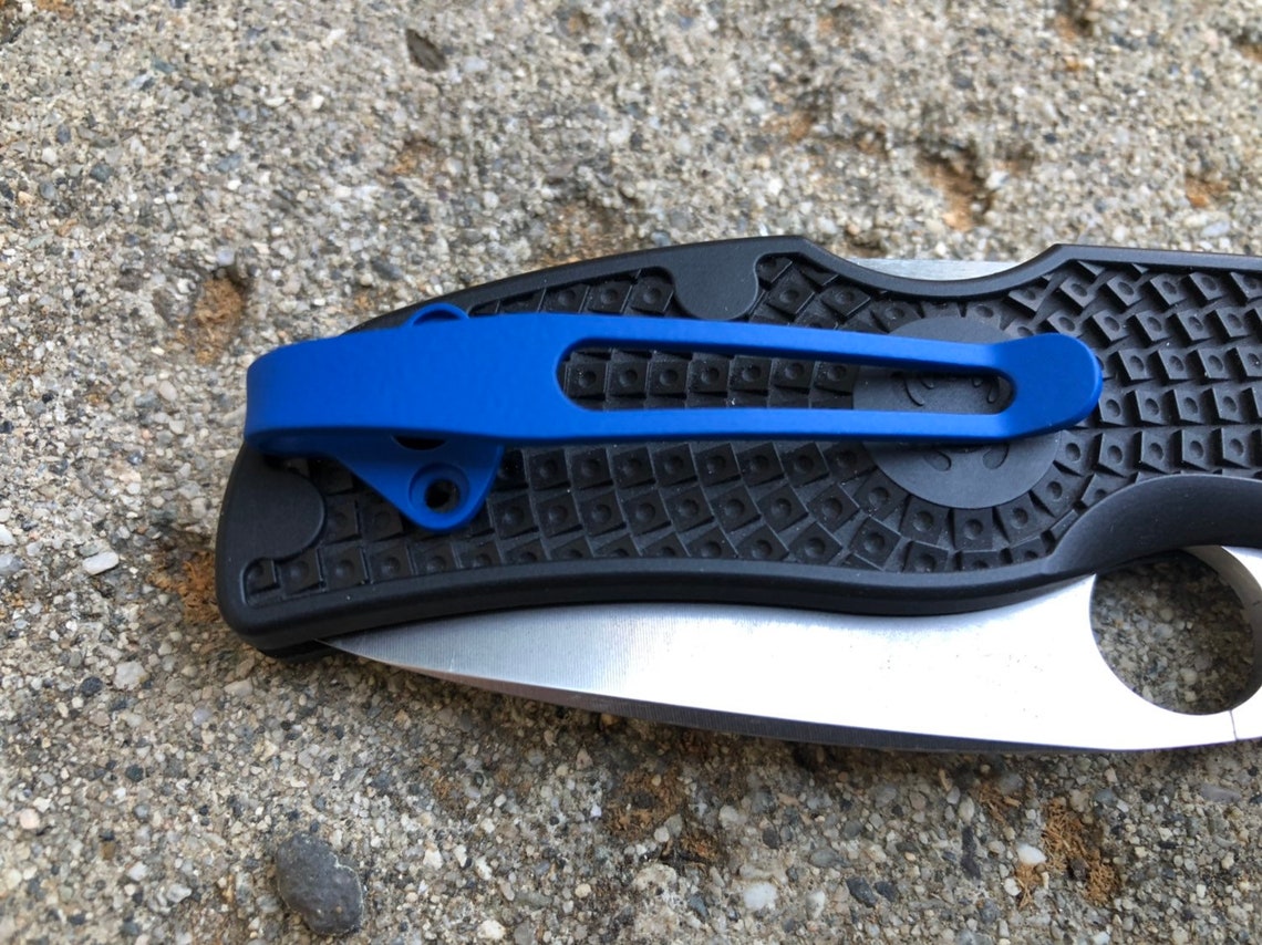 Blue Titanium Pocket Clip for Spyderco Native 5 FRN Lightweight C41SBK5 ...