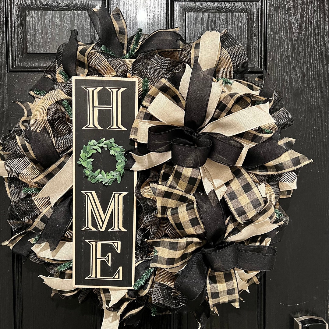 Welcome Deco Mesh Wreath Farmhouse Welcome Wreath Front Door Wreath ...
