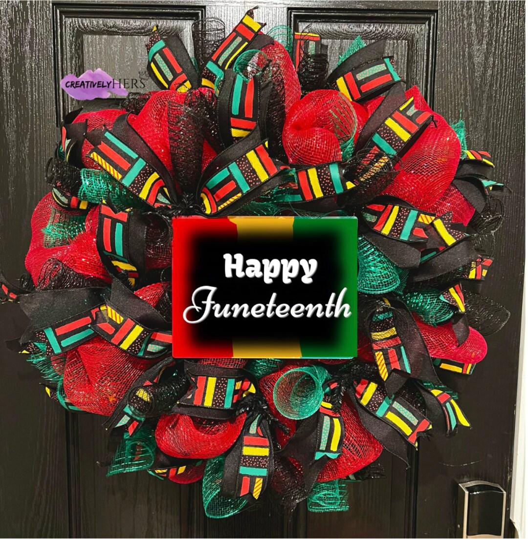 Juneteenth Wreath | Front Door Wreath | Black and Red Wreath | Black ...