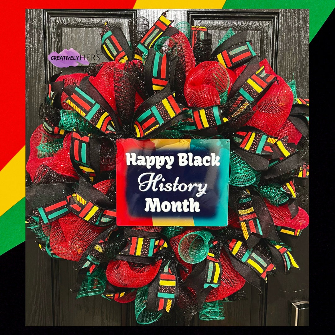 Black History Month Wreath | Front Door Wreath | Black and Red Wreath ...