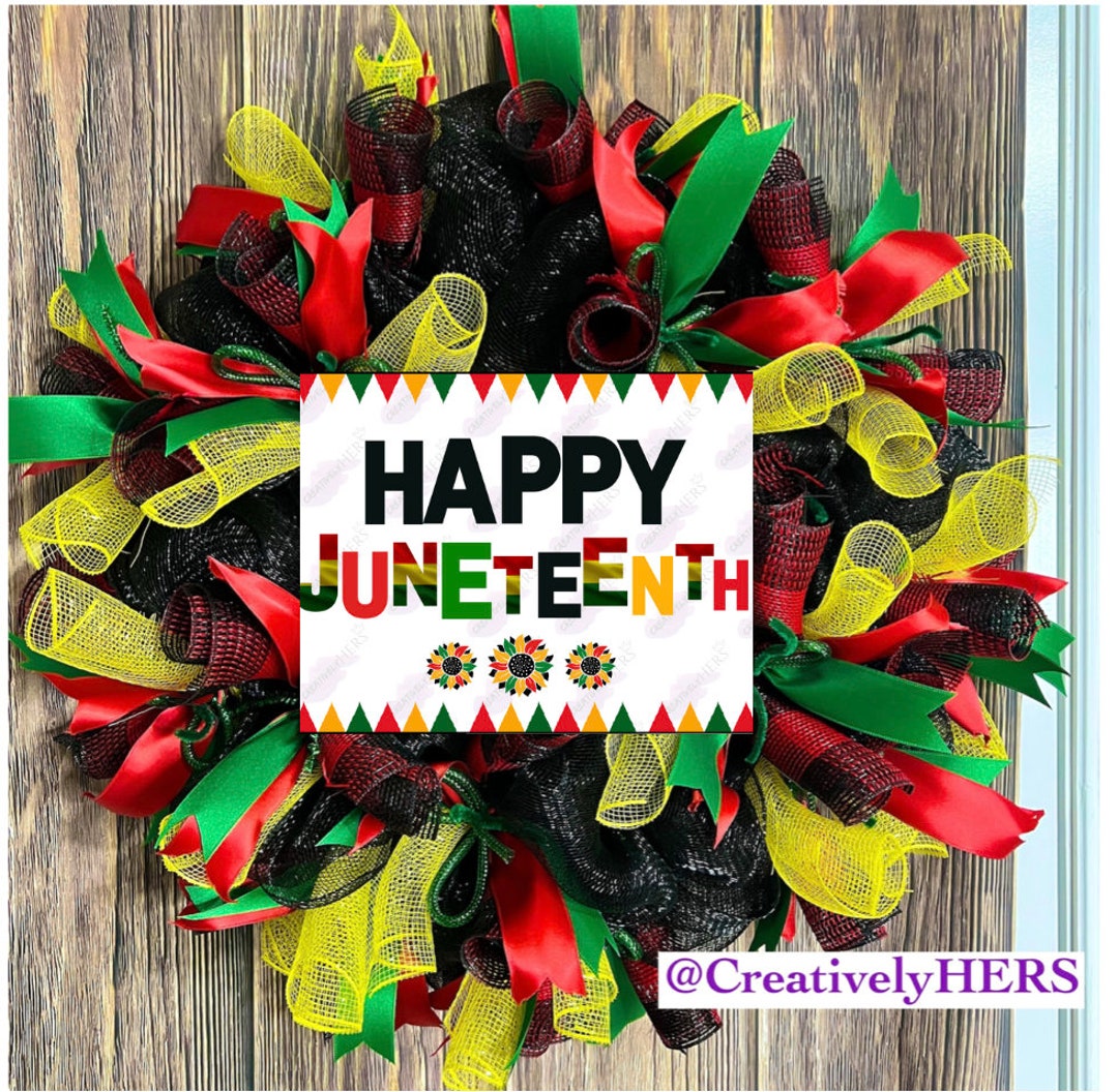 Happy Juneteenth Wreath Black History Month Wreath Front Door Wreath ...