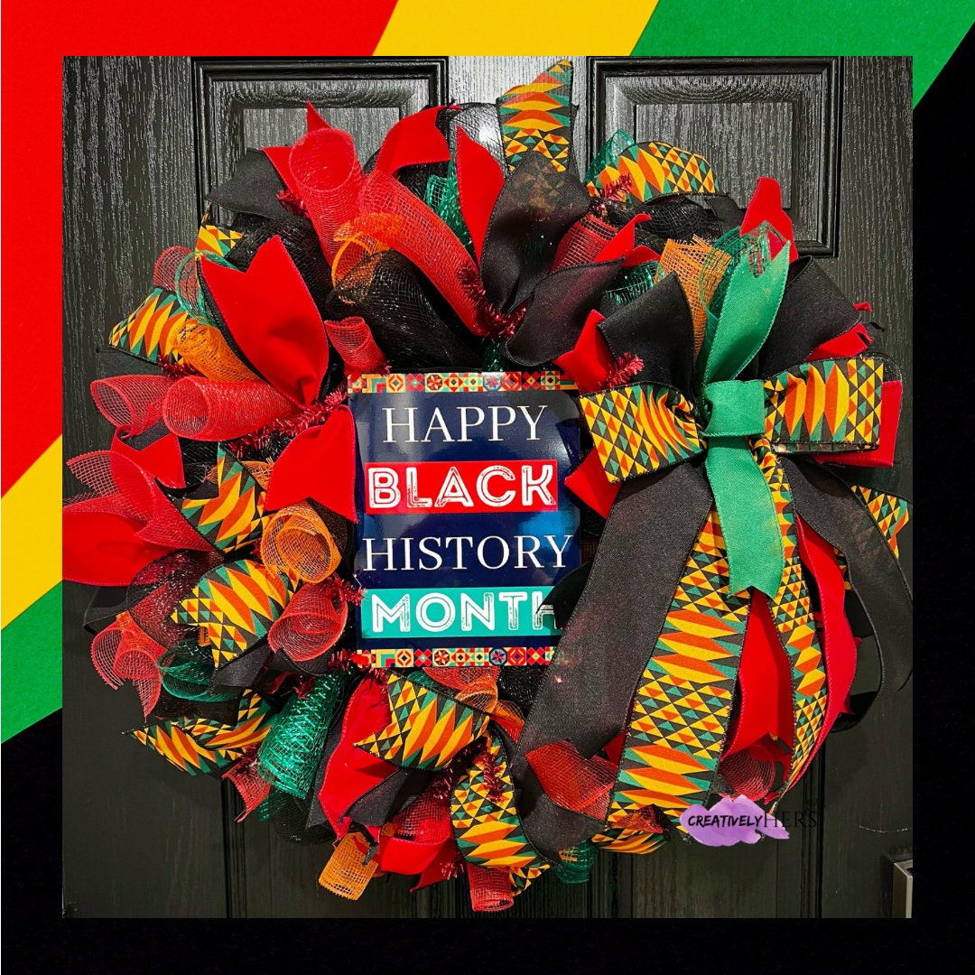 Black History Month Wreath Front Door Wreath Black and Red Wreath Black ...