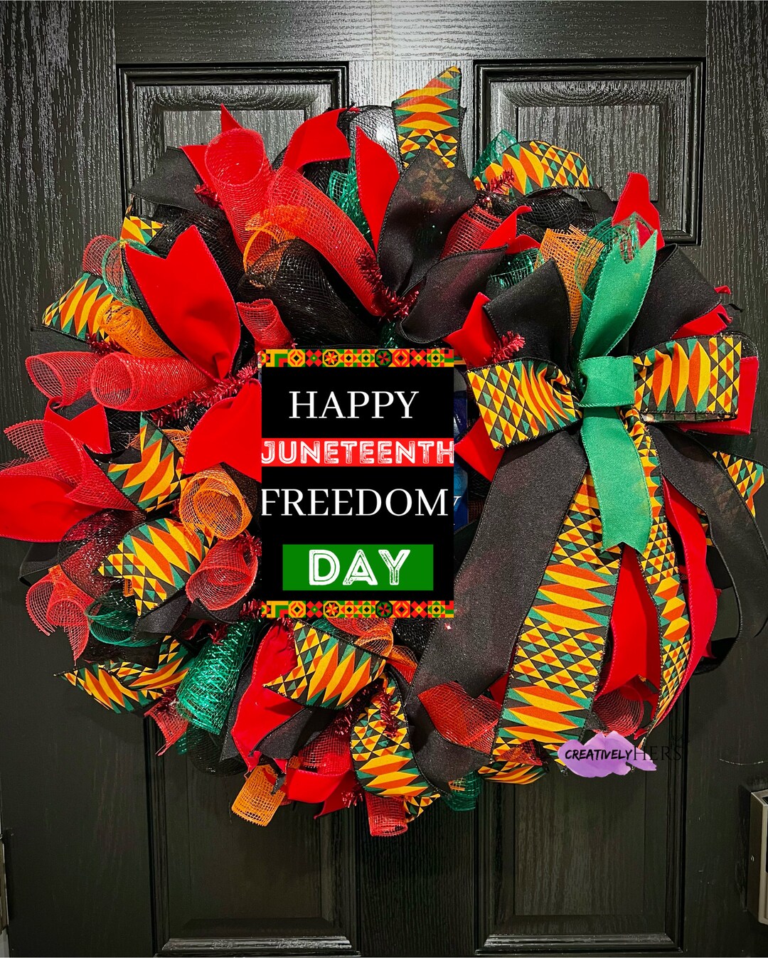 Happy Juneteenth Wreath Front Door Wreath Black and Red Wreath ...
