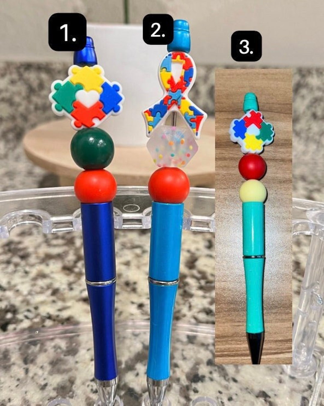 Autism Pen Bubble Bead Pen Autism Print Pen Wood Pen - Etsy