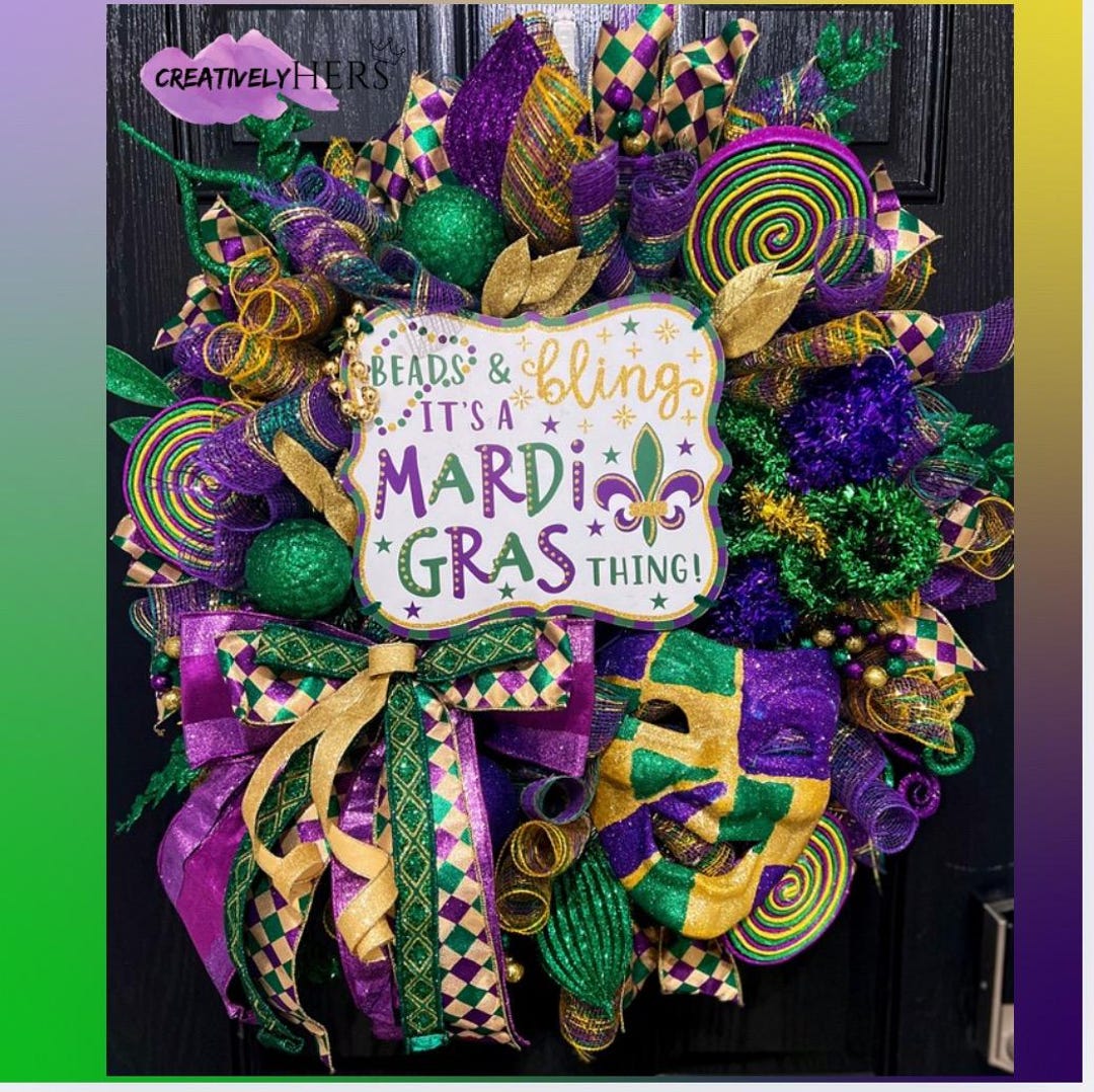 Mardi Gras Wreath Mardi Gras Door Front Door Wreath Mardi Gras Decor ...