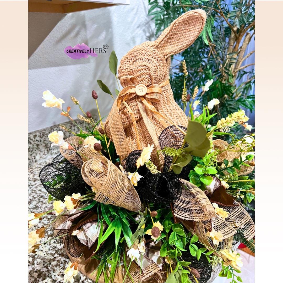 EASTER Bunny Centerpiece | EASTER Wreath | Happy Easter Centerpiece ...