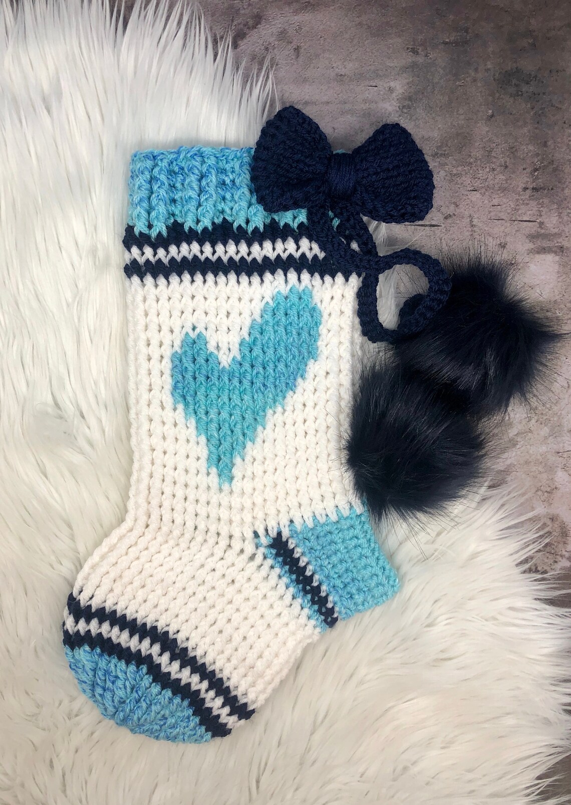 Wonky Heart Stocking, Crochet Pattern, Christmas, Fireplace, Mantle ...