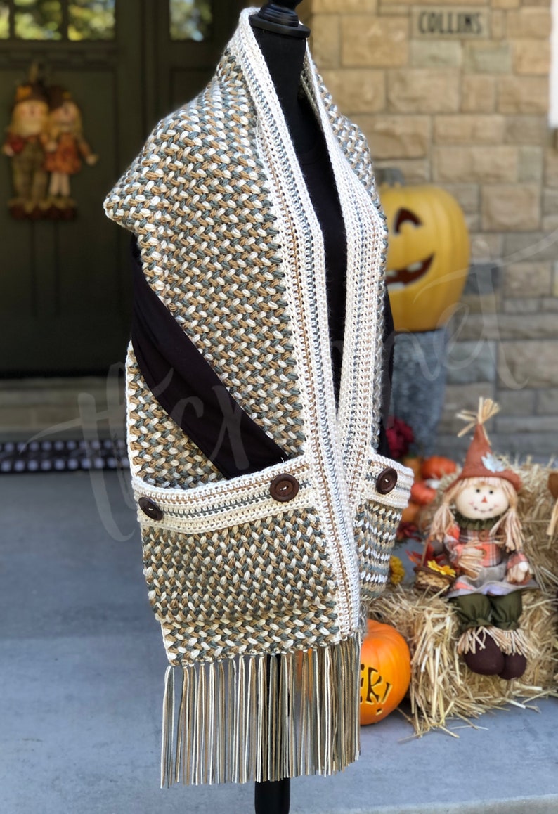 Harvest Grove Pocket Scarf Crochet Pattern Hooded Pocket - Etsy