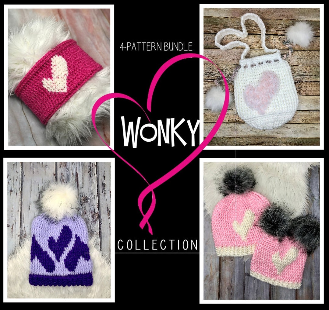 Wonky Heart 4-pattern Bundle, PDF Crochet Pattern Downloads, Triple ...