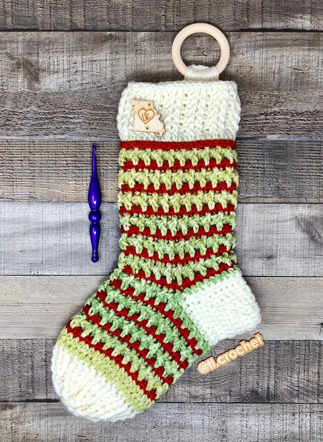 Salty and Striped Stocking, Christmas, Crochet Pattern, Fireplace ...