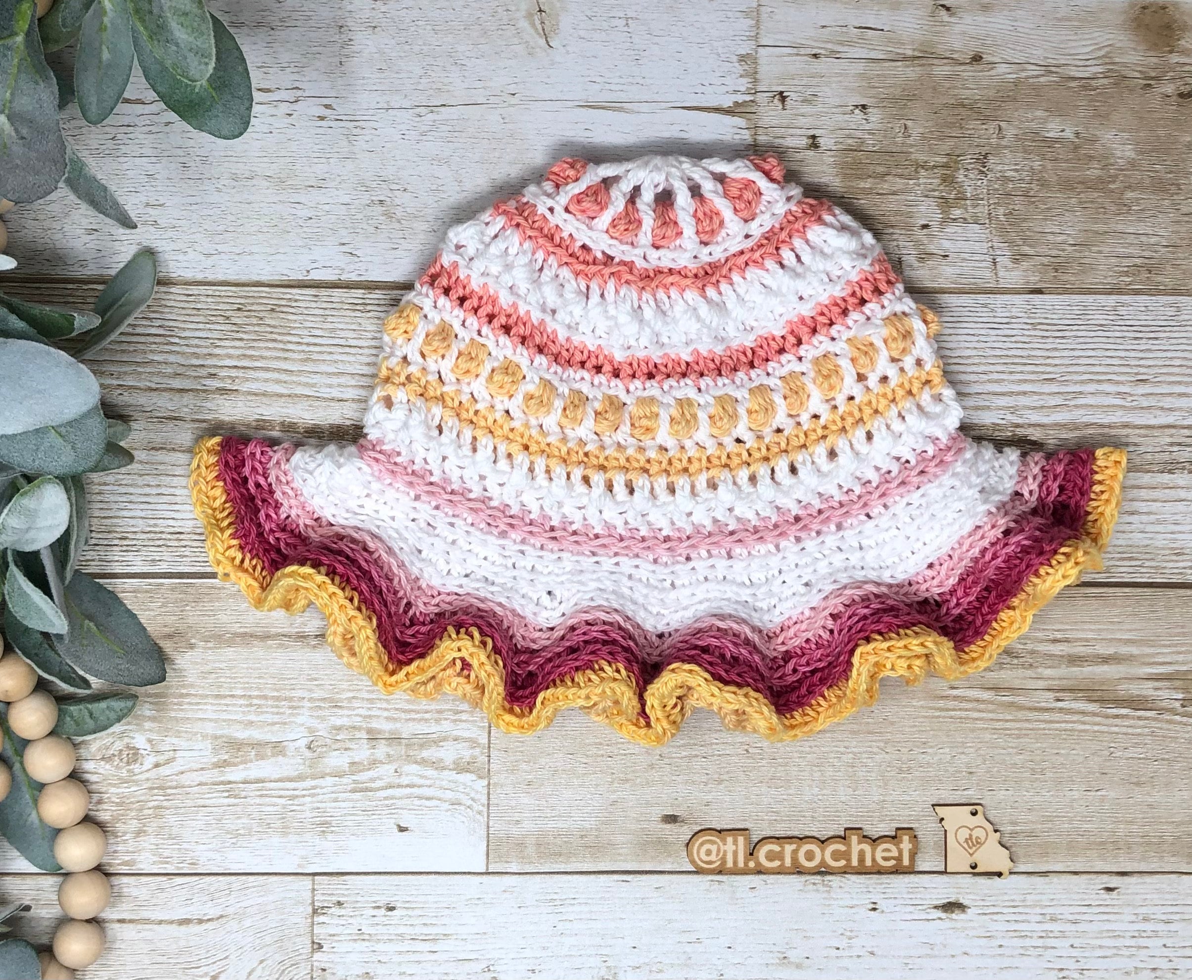 Whiskey's Wheel Bucket Hat, Crochet Pattern, Beach Hat, Cotton Yarn ...