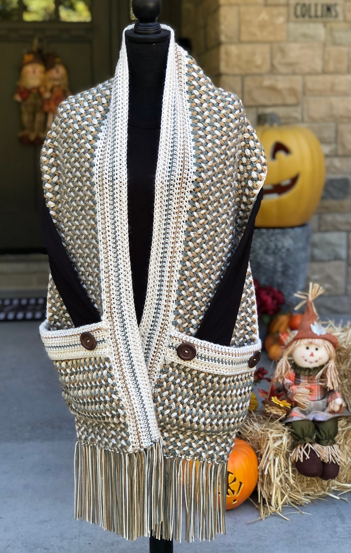 Harvest Grove Pocket Scarf Crochet Pattern Hooded Pocket - Etsy