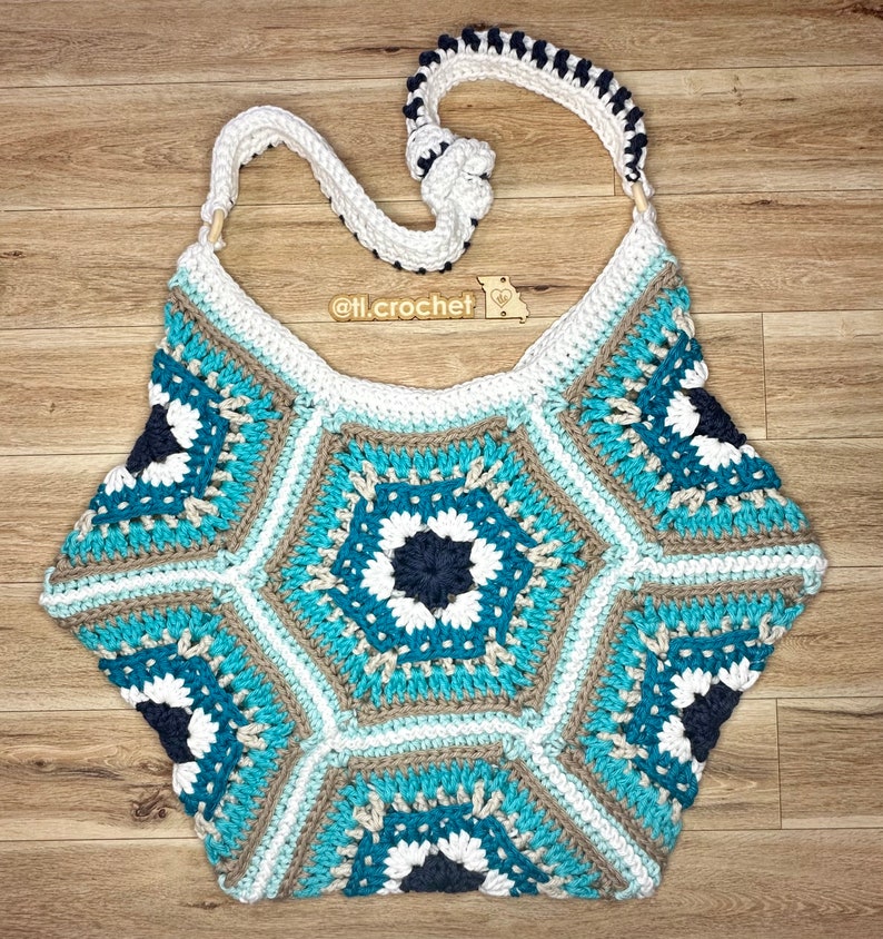 Georgine Hexi Bag, Crochet Pattern, Cotton Yarn, Tote, Beads, Tassels ...
