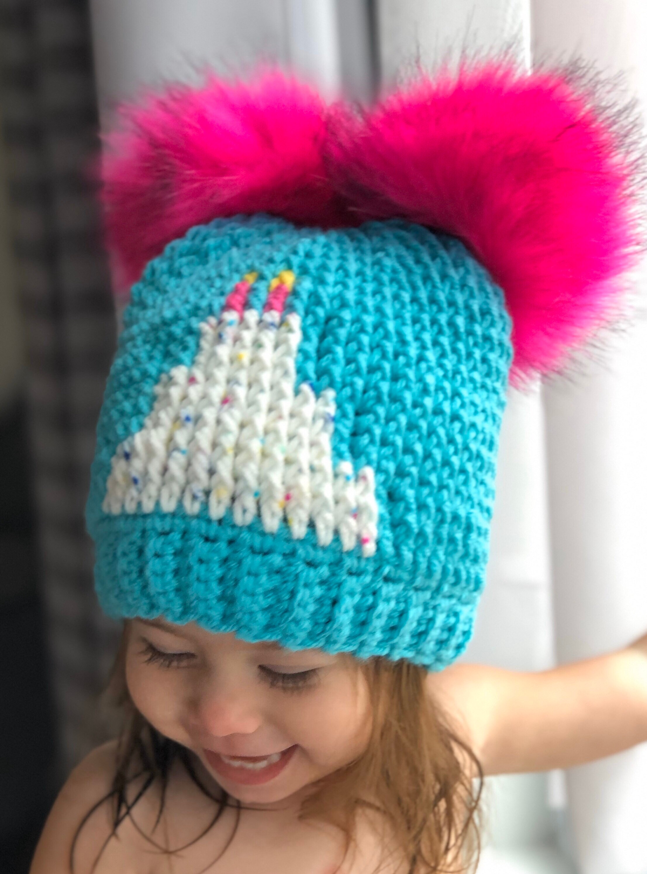 Birthday Cake Beanie Crochet PDF Pattern Kids Birthday | Etsy