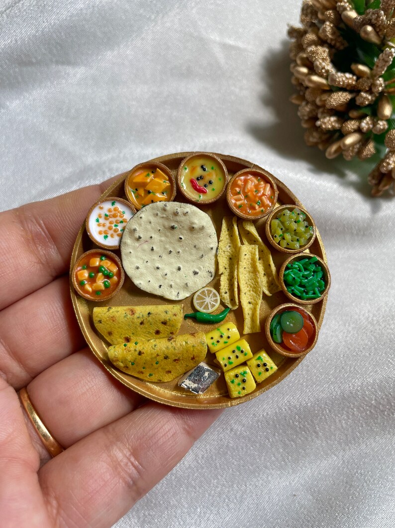 Miniature Gujarati Thali Fridge Magnet Indian Food Miniature - Etsy