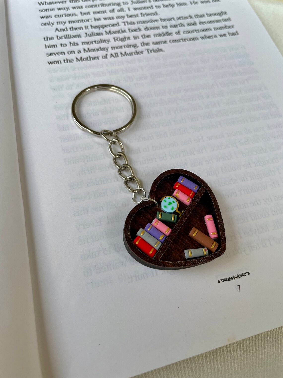 Miniature Heart Shape Bookcase Keychain , Librarian Gifts, Books ...