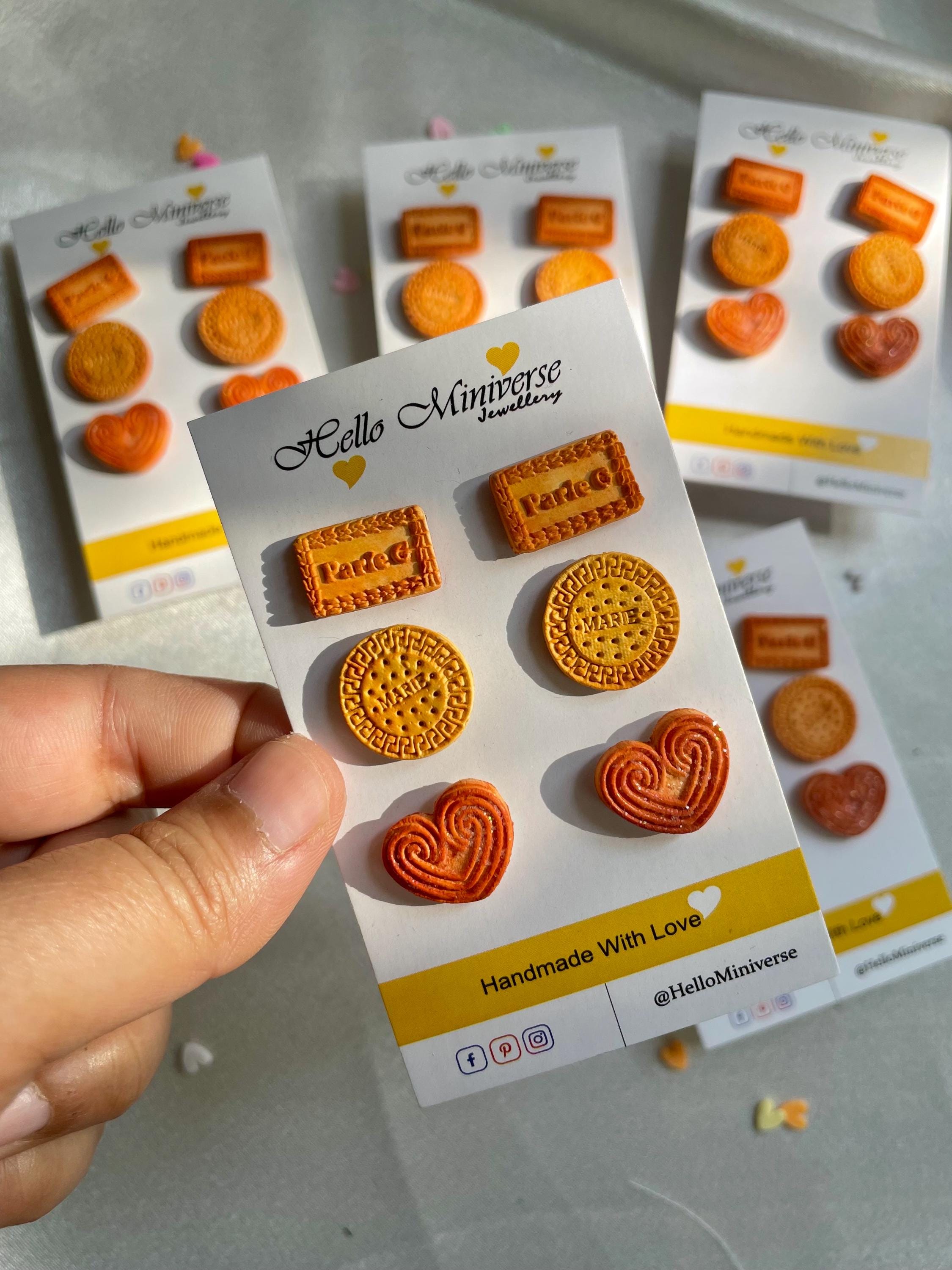 Miniature Biscuits Combo Studs -miniature Snacks Jewelry, Food Earrings ...