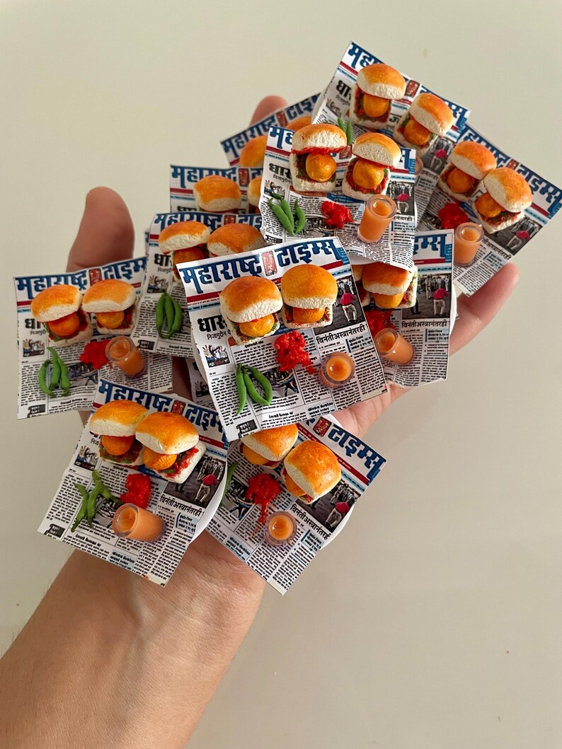 Miniature Vada Pav Fridge Magnet , Indian Food Miniature, Dollhouse ...