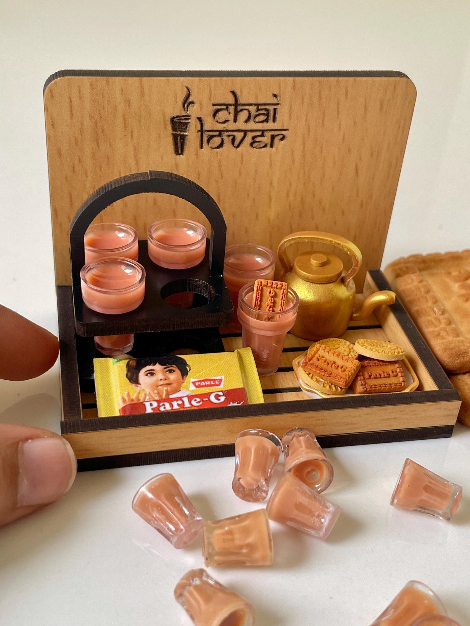 Miniature Breakfast Chai Platter Fridge Magnet , Indian Food Miniature ...