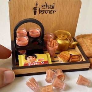 Miniature Breakfast Chai Platter Fridge Magnet , Indian Food Miniature ...