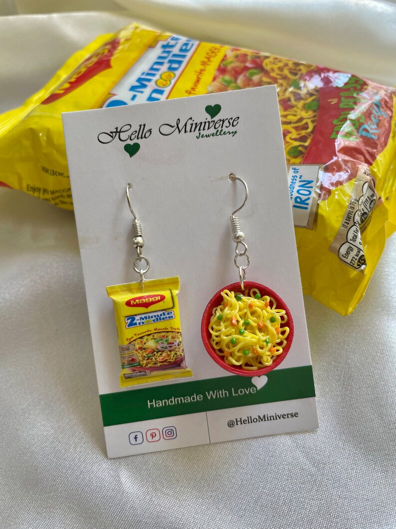 Miniature Maggi Noodles Earrings -miniature Food Jewelry, Food Earrings ...