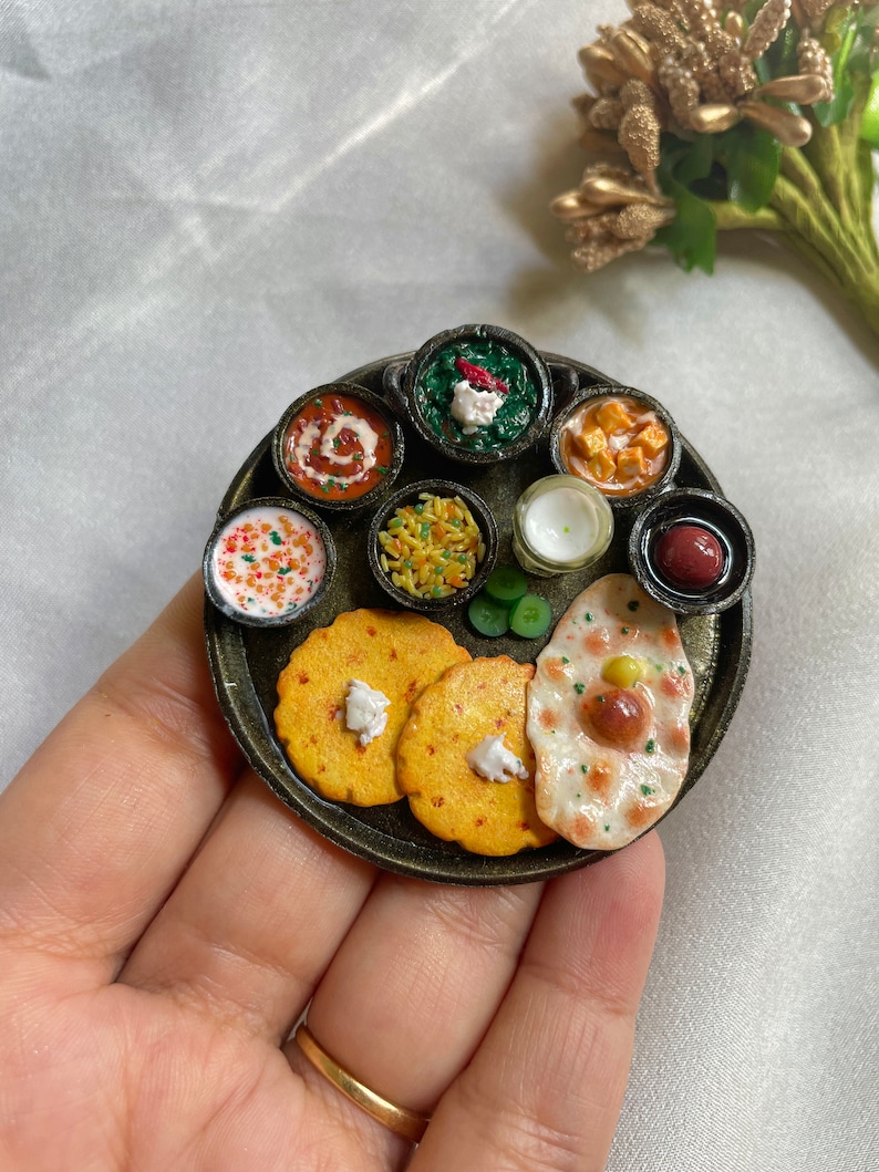 Miniature Punjabi Thali Fridge Magnet, Indian Food Miniature, Dollhouse ...