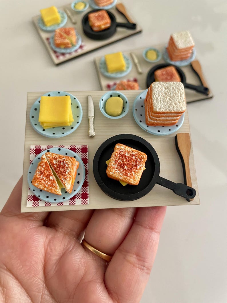 Miniature Breakfast Scene Fridge Magnet ,mini Sandwich Magnet ,polymer ...