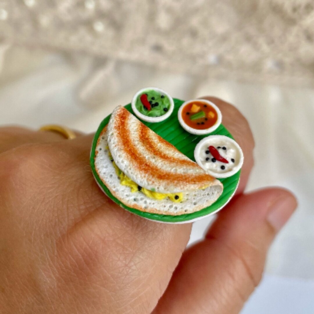 Miniature Masala Dosa Ring miniature Indian Food Jewelry, South Food ...