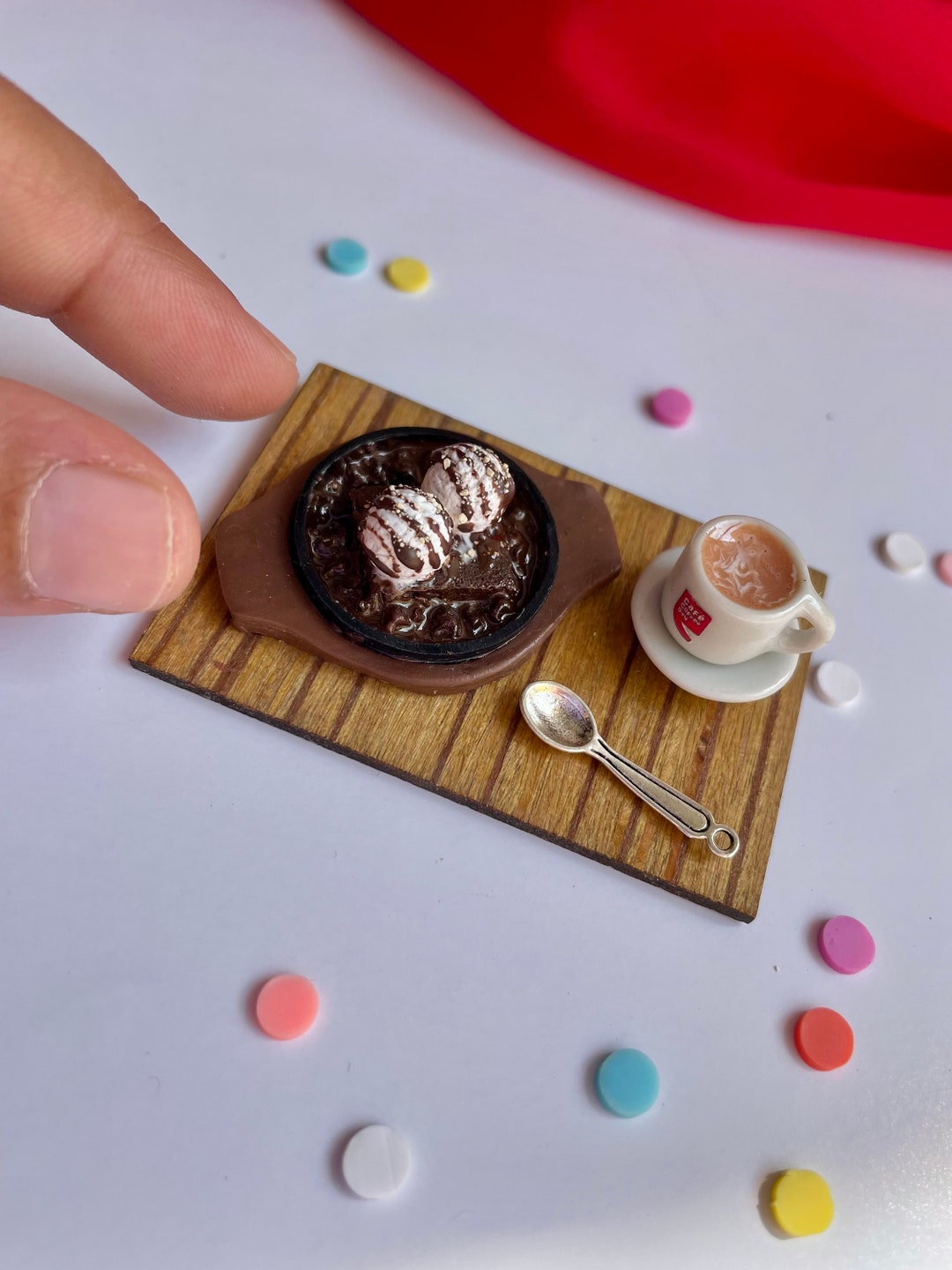 Miniature CCD Sizzling Brownie & Coffee Magnet, Indian Food Miniature ...