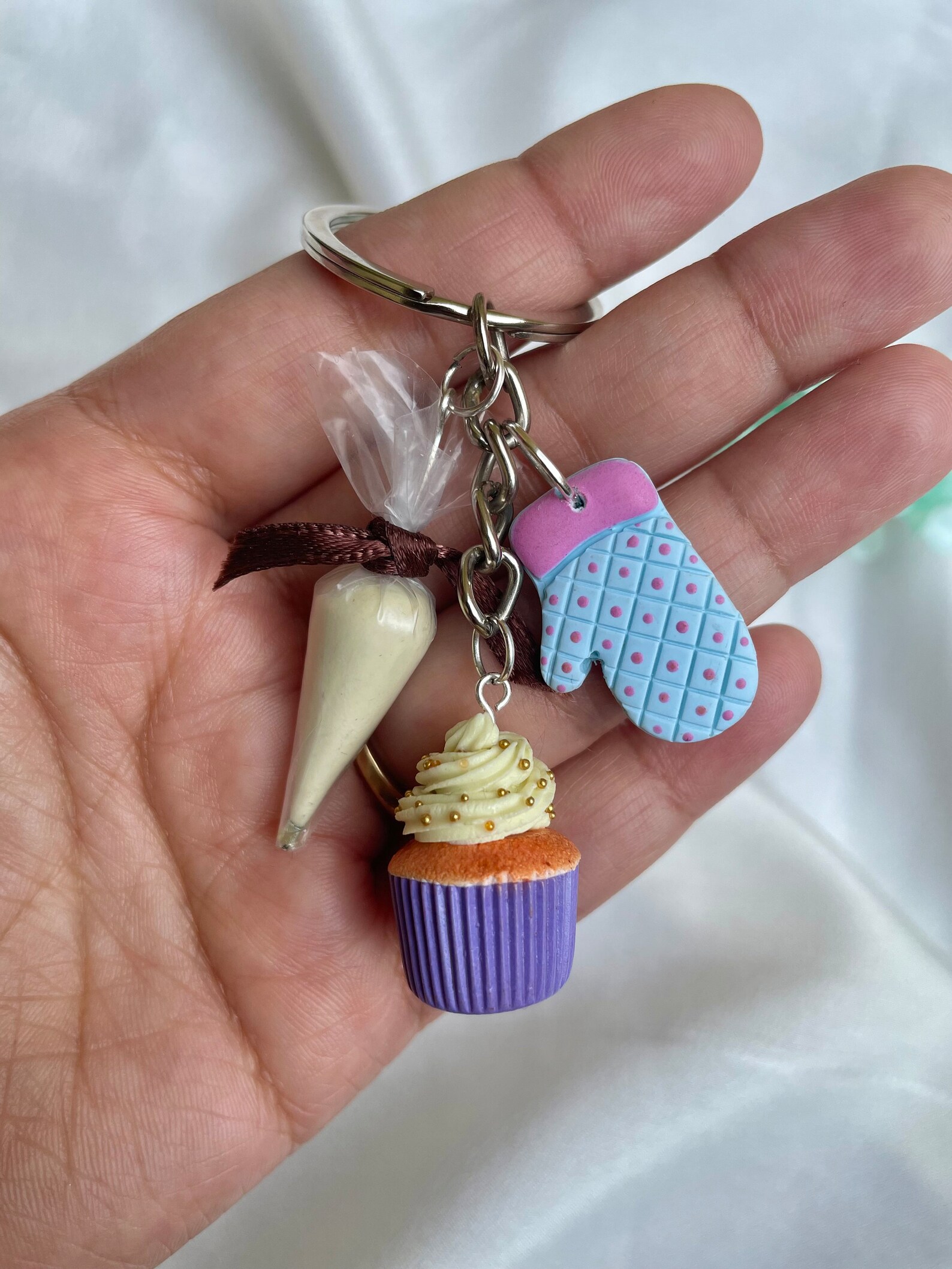 Miniature Purple Frosted Cupcake Keychain , Indian Bakery Miniature ...