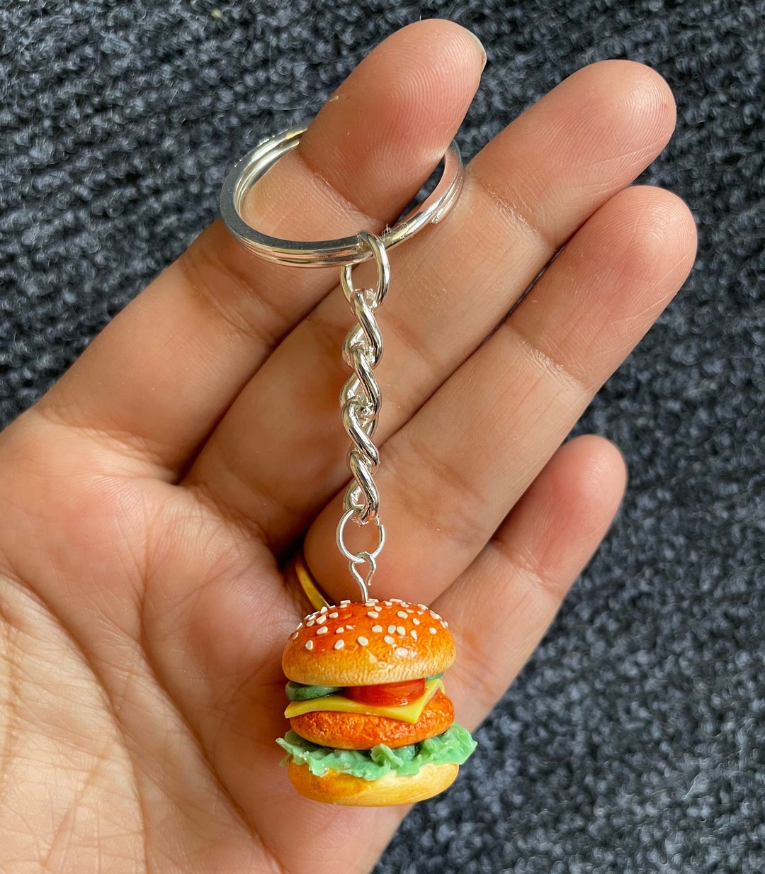 Miniature Mcdonald's Cheeseburger Keychain, Indian Food Miniature ...