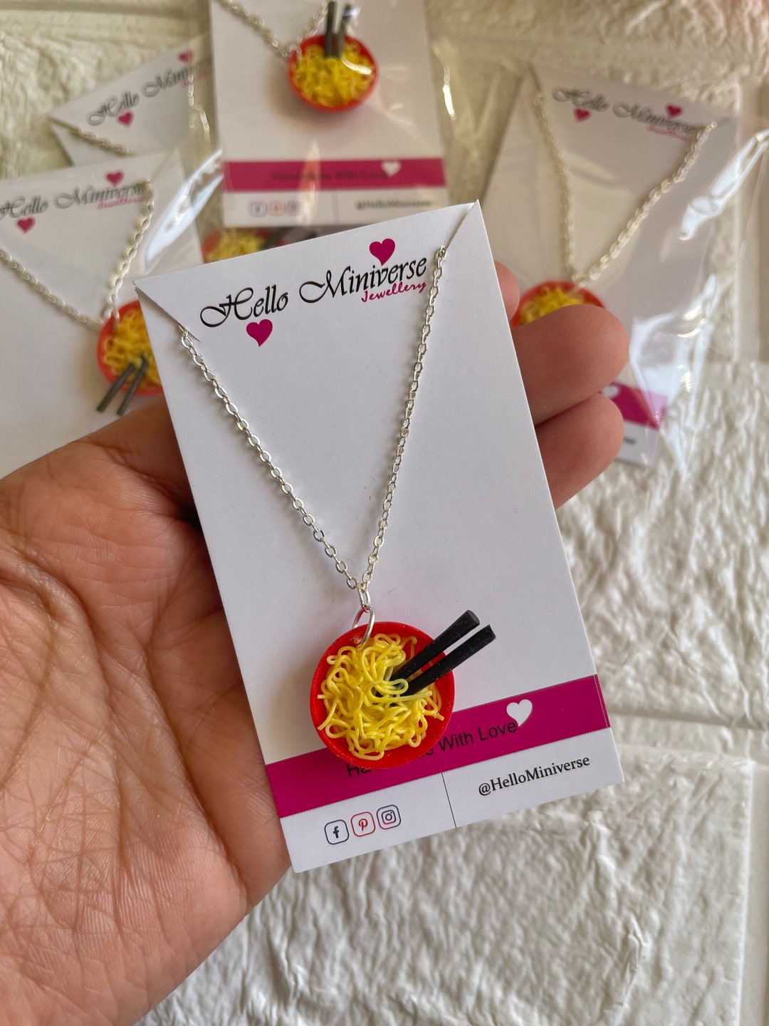 Miniature Noodles Necklace, Indian Food Jewelry, Handmade Noodle ...