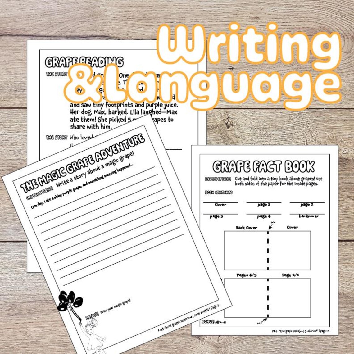 2nd Grade Worksheets About Grapes!- Second Grade Language, Writing ...