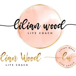 Gold Watercolor Logo Design, Life Coach Logo Design, Watermark ...