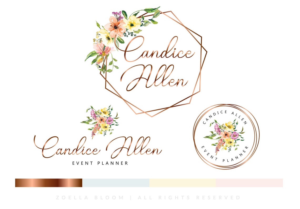 Hexagon Logo, Floral Logo Design, Watermark Logo, Calligraphy, Wreath ...