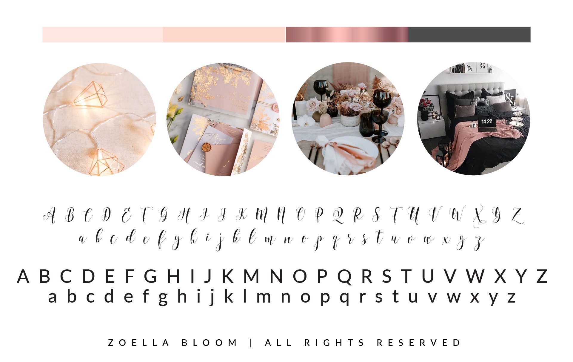 Rose Gold Watermark Logo Calligraphy Feminine Branding Kit | Etsy