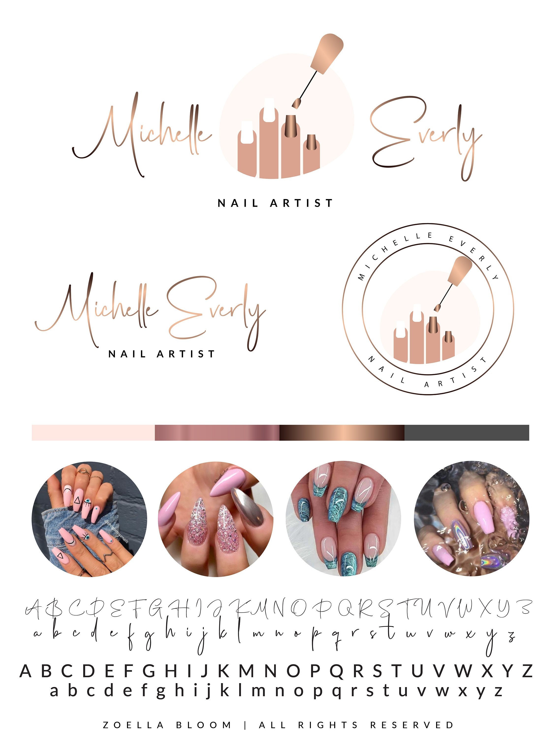 Rose Gold Nail Logo Design Nail Artist Logo Nail Polish | Etsy