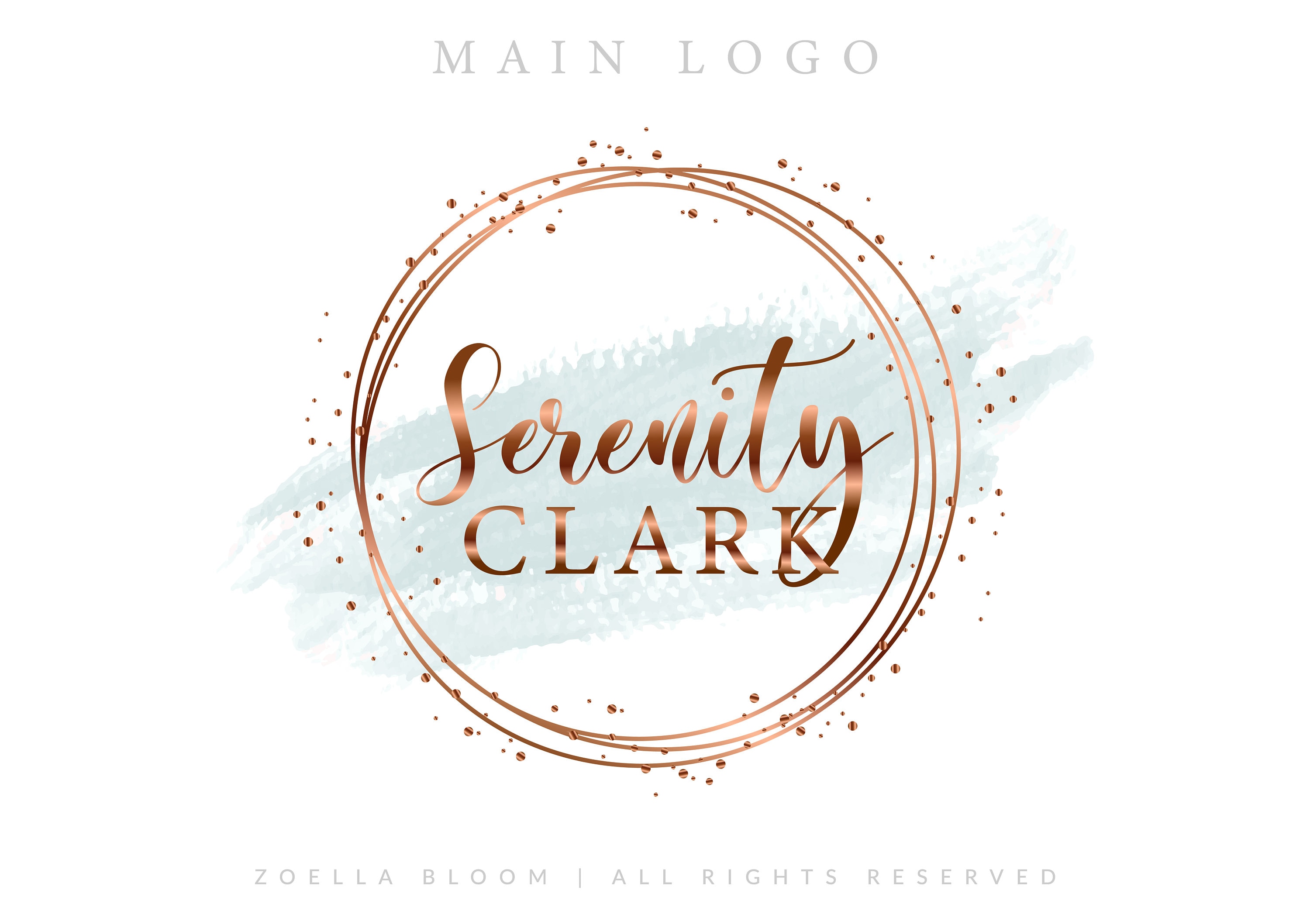 Bronze Rose Gold Logo Design With Mint Brush Stroke, Beauty Salon ...