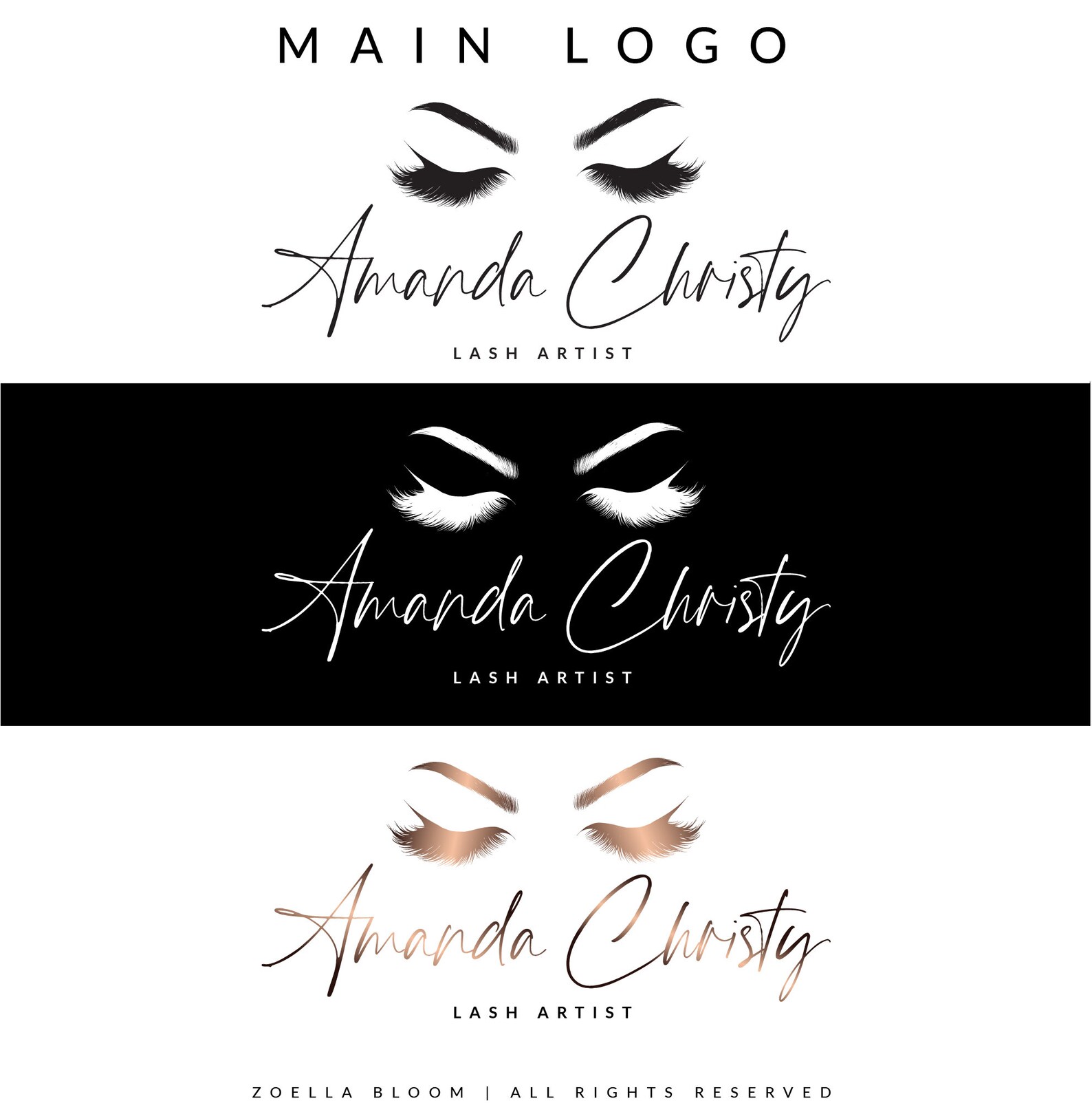 Rose Gold Lash Artist Logo Lash Extension Logo Brow Logo - Etsy
