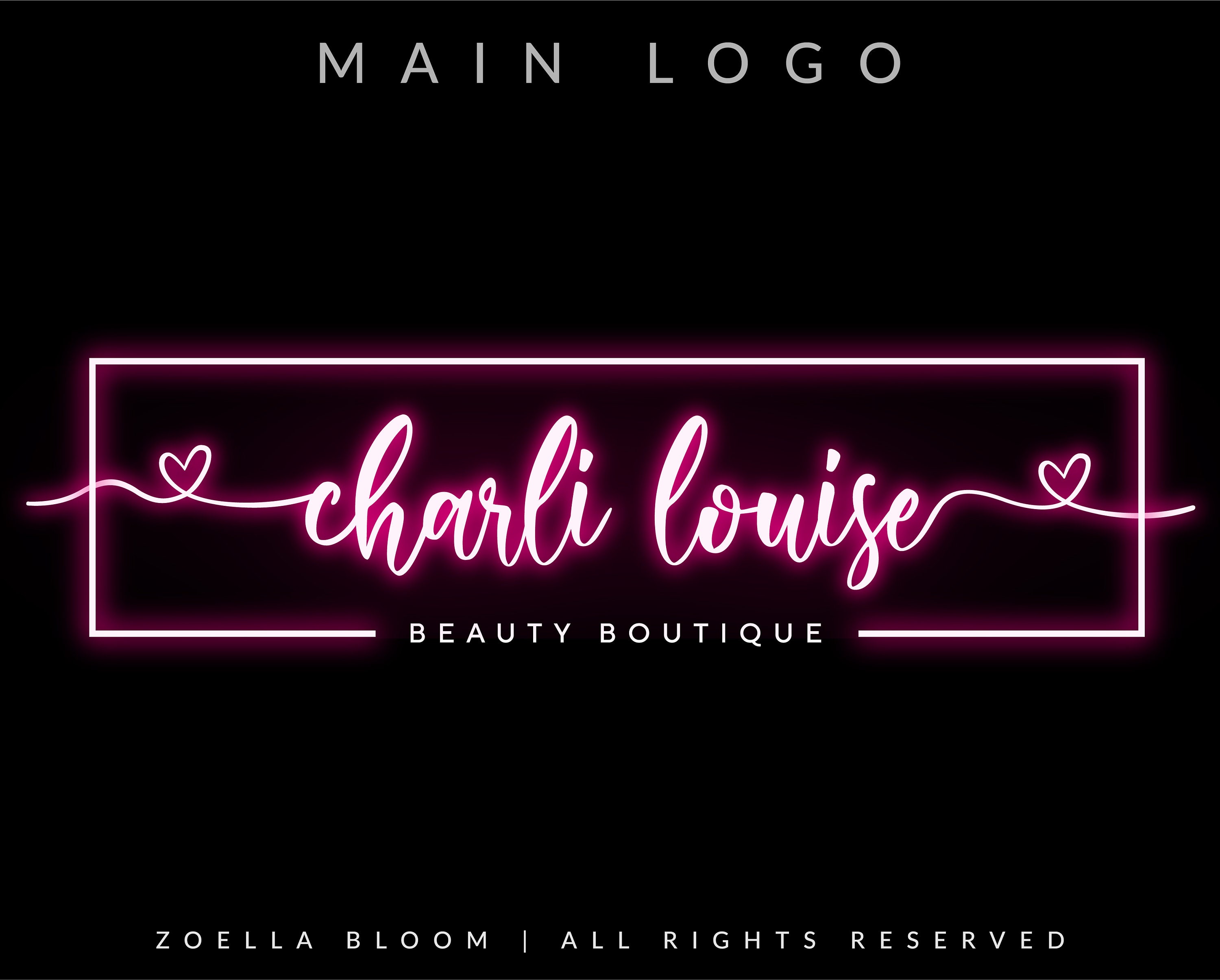 Neon Logo Design Pink Neon Glow in the Dark Watermarks | Etsy