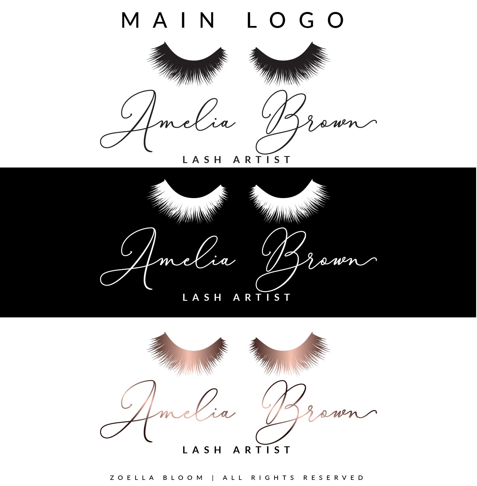 Rose Gold Lash Logo Lash Extension Logo Brow Logo Premade | Etsy