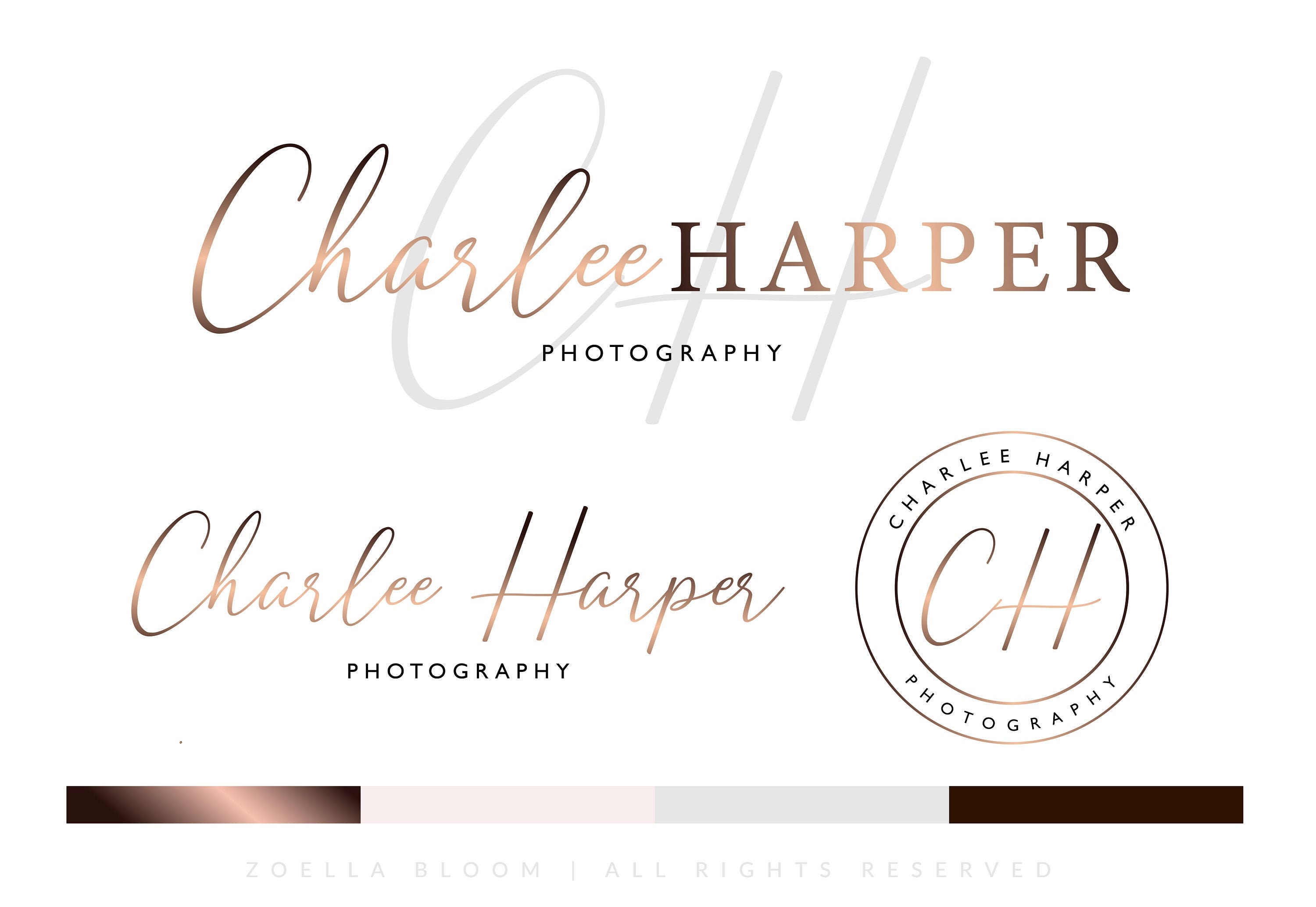 Modern Rose Gold Logo Design Calligraphy Logo Watermark | Etsy