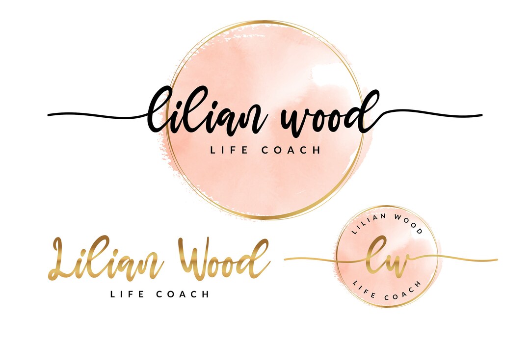 Gold Watercolor Logo Design, Life Coach Logo Design, Watermark ...