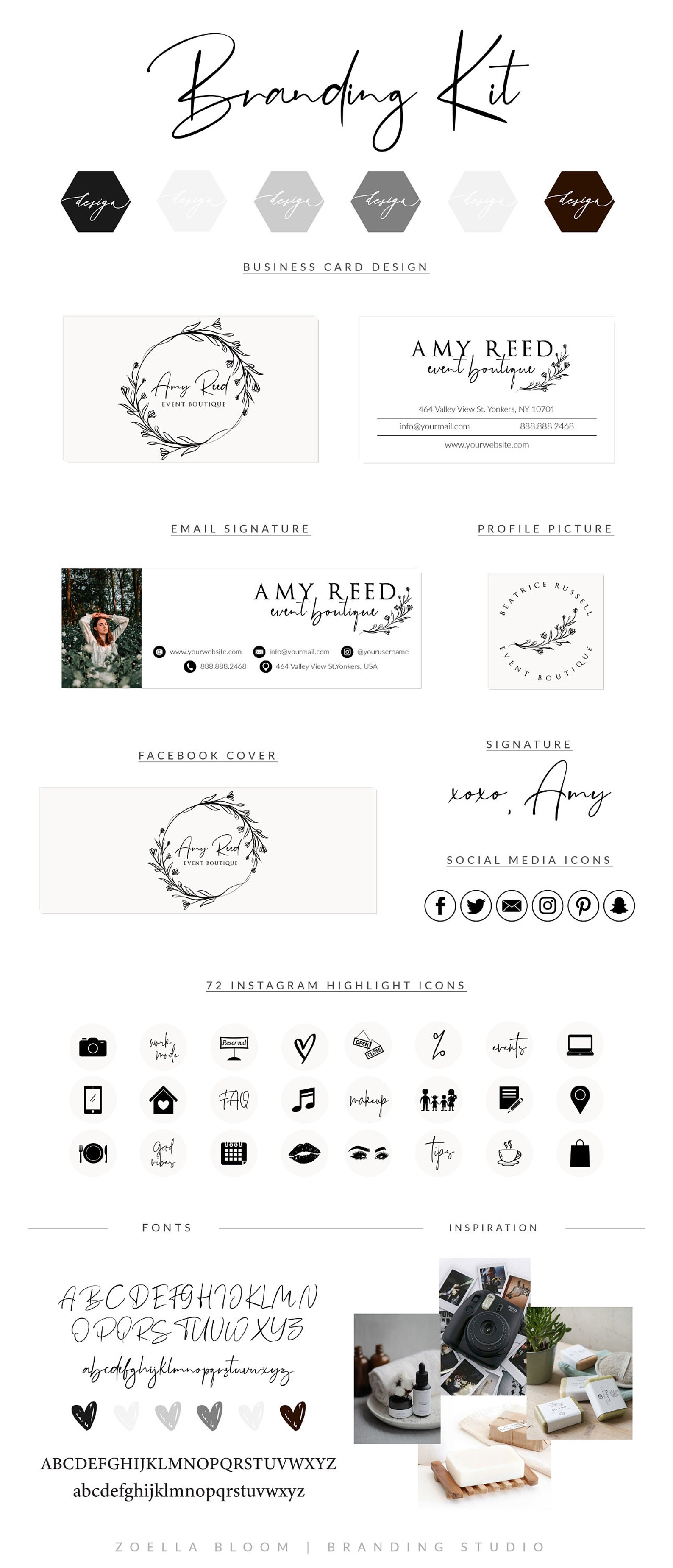 Minimalist Boutique Logo Design Branding Kit Watermark for | Etsy